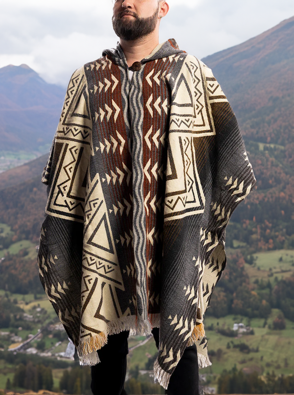 Mexican Poncho for Men | Aztek Style to Beat the Cold | Gamboa