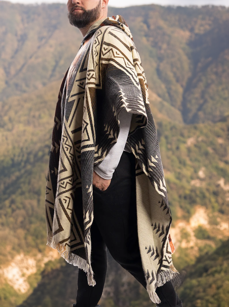 Mexican Poncho for Men | Aztek Style to Beat the Cold | Gamboa