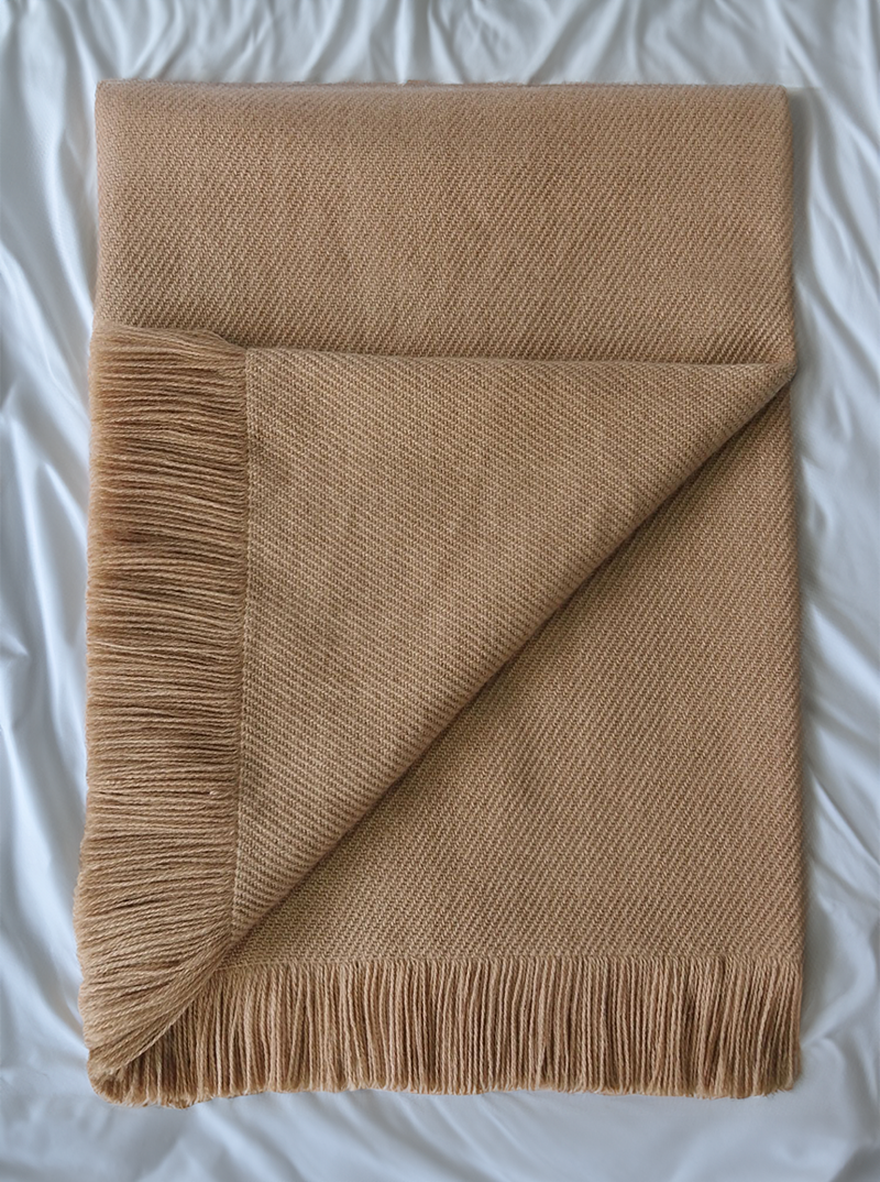 Alpaca Throw Blanket | Beige with Fringes – Gamboa