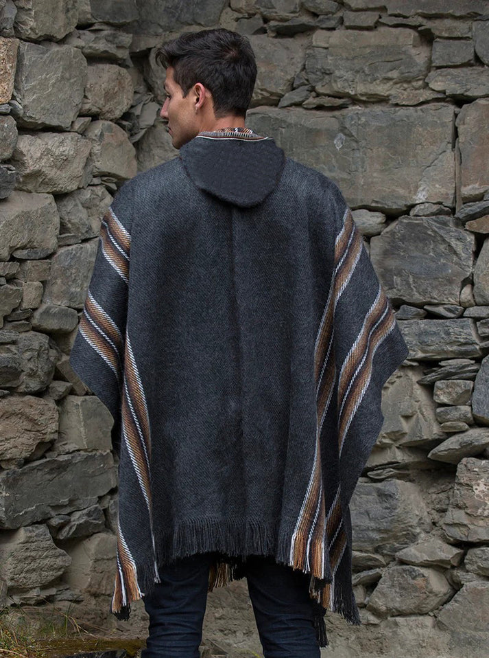 Dark Gray Hooded Poncho for Men – Gamboa