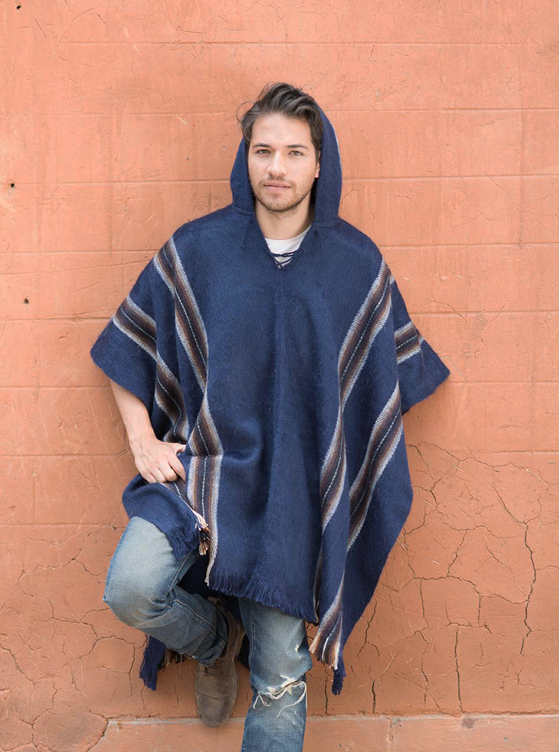 Blue Alpaca Poncho for Men – Gamboa