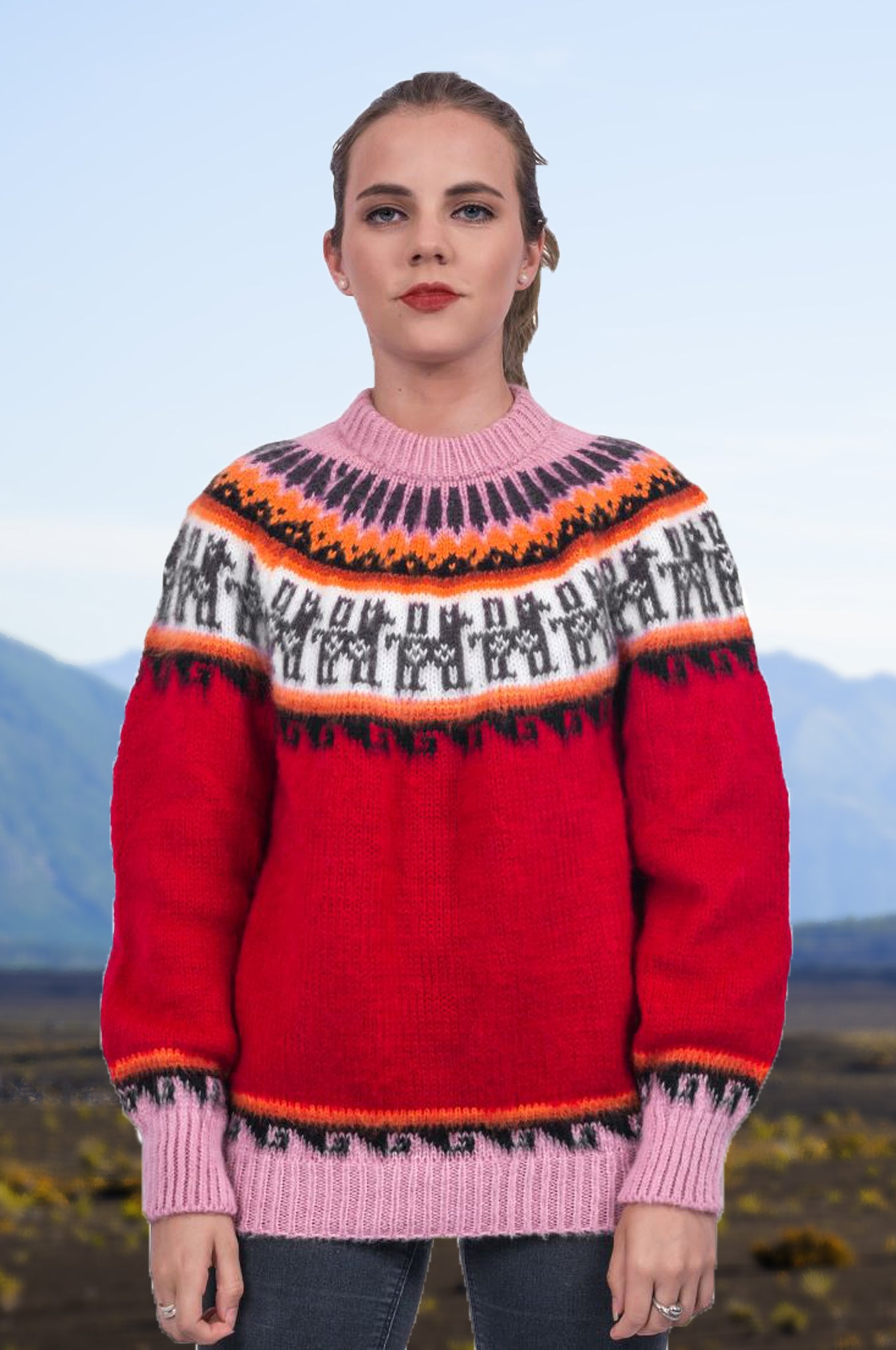 Fair Isle Sweater for Women | Andean Round Neck Alpaca Sweater – Gamboa